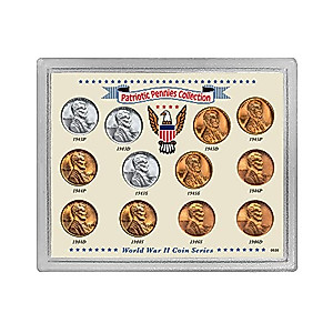 American Coin Treasures Patriotic Pennies Collection, Genuine Steel Penny, Shell Casing Cents, WWII Coins, Certificate of Authenticity, Sonically Sealed Acrylic