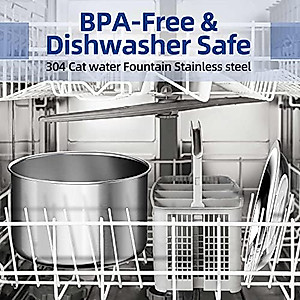 Homtyler Cat Water Fountain, Stainless Steel Inside Ultra-Quiet Pump, 2L/67oz Automatic Dog Dispenser Water Bowl, Multiple Pets Water Fountain