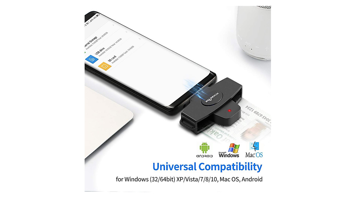 Rocketek USB-C CAC Card Reader for Android & MacBooks | Secure & Compatible