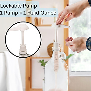 Cornucopia Half Gallon Glass Pump Dispenser Bottle, 64-Ounce Jug with Pump for Sauces, Syrups, Soaps and More