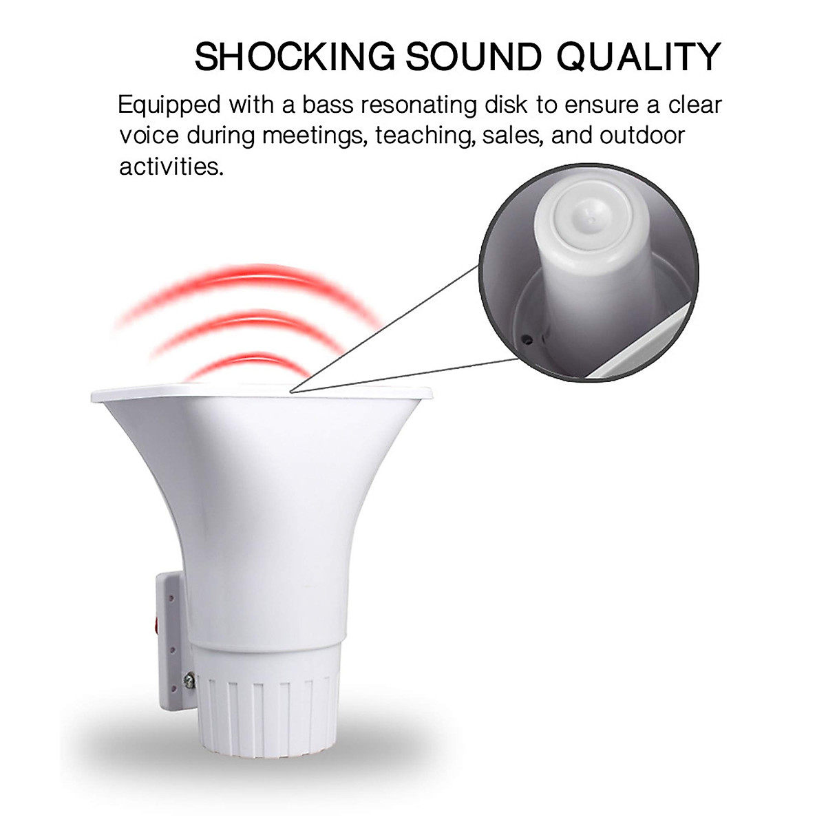 KLLsmDesign 30W Alarm Siren ,Dual Tone Outdoor Self Contained Electric Security Ring Siren with Bracket，6-12V DC 1.1Ah 130db 8 X 5.5 X 9 Inch for Car Home Doorbell Security Protection System,White