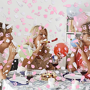 Thinp 3000 Pcs Birthday Confetti, Number 60 Happy Birthday Table Confetti Birthday Cake Confetti Pink Birthday Confetti Table Scatter Decorations for Birthday Wedding Anniversary Party Supplies (50)