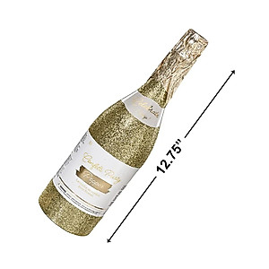 Gold Champagne Bottle Party Poppers Confetti Shooter - 12.75" - 1 Biodegradable Confetti Canon, Non-toxic Confetti Poppers for Graduations - Ideal For Golden Age Birthday, Weddings and More