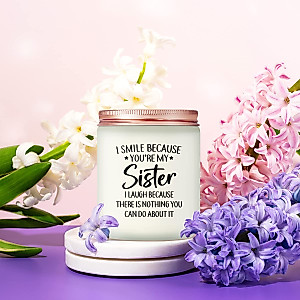 Maybeone Christmas Gifts for Sister - Big Sister Birthday Mothers Day Valentines Day Gifts from Sister Brother - I Smile Because You are My Sister Candle