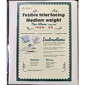 MAROBEE Medium Weight Iron On Fusible Interfacing for Sewing Projects, (40 Inch x 3 Yard) White Non-Woven