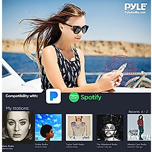 Pyle Bluetooth Marine Receiver Stereo - 12v Single DIN Style Boat In dash Radio Receiver System with Digital LCD, RCA, MP3, USB, SD, AM FM Radio - Remote Control, Wiring Harness - PLRMR23BTW (White)