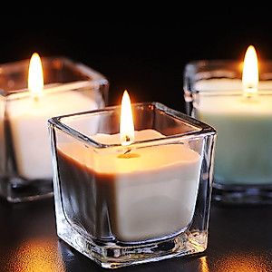 6 Pack Clear Square Glass Vases, Planter Terrarium Flowers Vase Candle Holder for Home,Garden, Wedding Centerpiece Decorations and Formal Dinners (Width 4", Height 4")