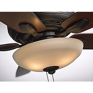 Ashland LED Ceiling Fan with Light Kit | 52 Inch Fixture with 5 Blades, Removable Glass Shade, and Pull Chain | Low Profile Hugger with Dual Mount Design and Downrod, Oil Rubbed Bronze