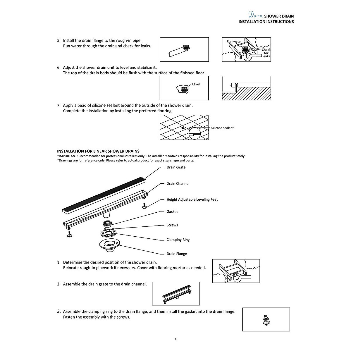 Dawn LWN120304 Wheaton River Series Linear Shower Drain, 12-Inch