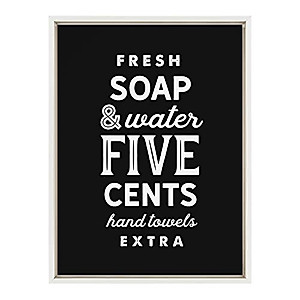 Kate and Laurel Sylvie Fresh Soap Black Framed Canvas Wall Art by Maggie Price of Hunt and Gather Goods, 18x24 White, Vintage Sign Art for Wall