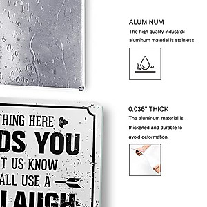 Aulutum Funny Garage Man Cave Decor Metal Signs, If Something Here Offends You Please Let us Know We Can All Use a Good Laugh 8 ×12 Inches