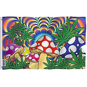 ANLEY Fly Breeze 3x5 Foot Marijuana Mushroom Flag - Vivid Color and Fade proof - Canvas Header and Double Stitched - Weed Shrooms Flags Polyester with Brass Grommets 3 X 5 Ft