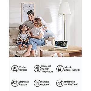 TempPro B68B Weather Station Indoor Outdoor Thermometer 500ft Wireless Home Weather Station with Digital Temperature Humidity Meter for Weather Forcast, White