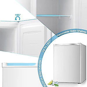R.W.FLAME Mini Freezer Countertop, 2.1 Cu.Ft Energy Saving Upright Freezer, Small Freezer with Reversible Single Door for Home/Dorms/Apartment/Office (White)