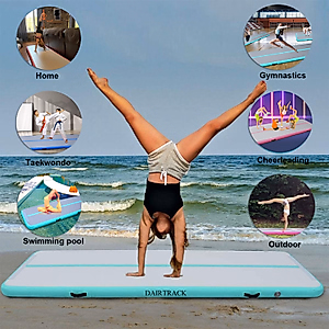 DAIRTRACK Air Tumbling Mat,Tumble Track 10ft/13ft/16ft/20ft Inflatable Gymnastics Air Mat for Gymnastics Training/Home Use/Gym/Cheerleading/Yoga/Water