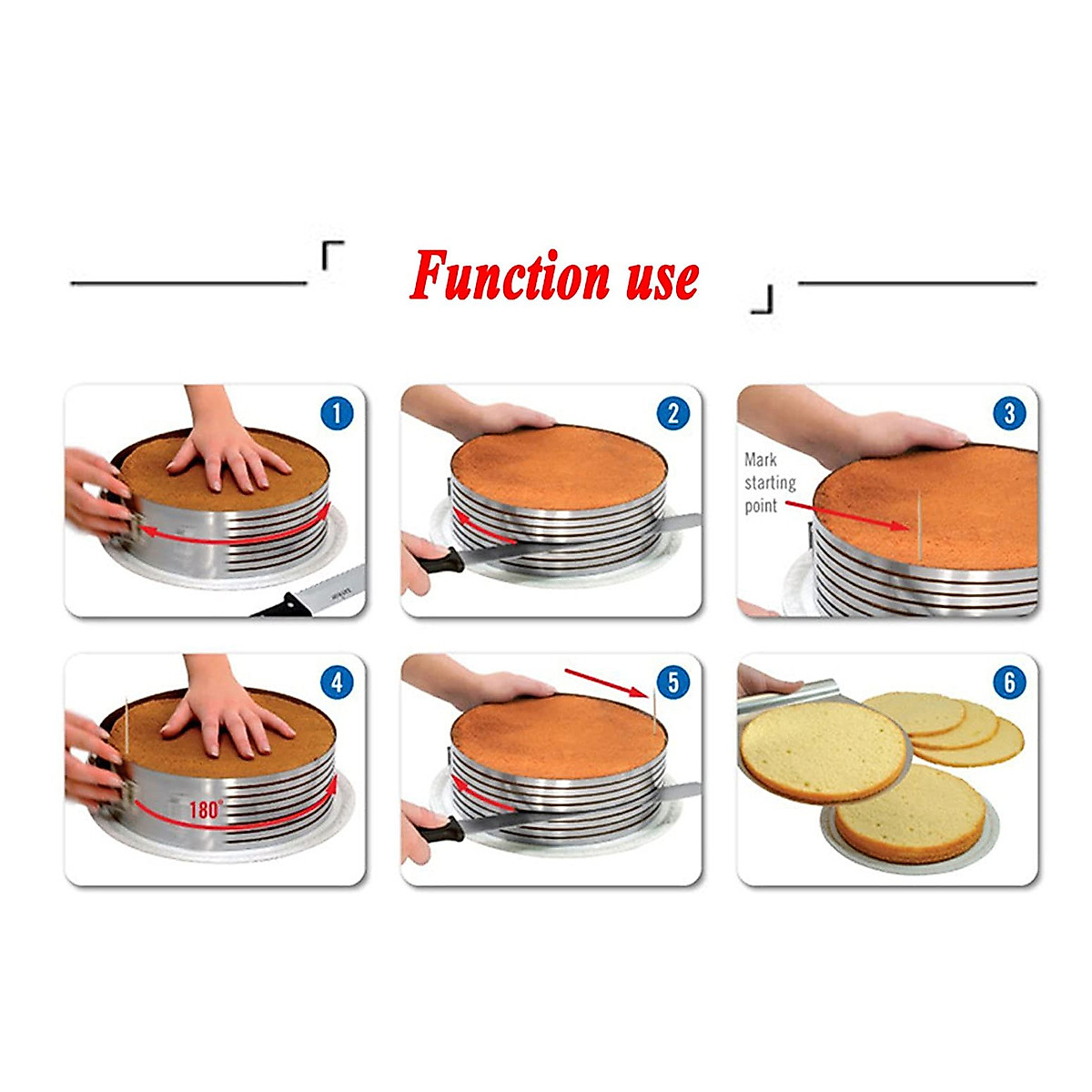 Cake Leveler Cake Slicer Layer Cake Cutter Slicer Stainless Steel Adjustable Big Cake Rings 7-Layer Cake 6-8 inch/9.5-12inch Stainless Steel Cake Slicer Leveler Mousse Mould Slicing Cake