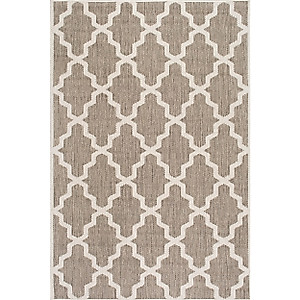 nuLOOM Gina Lattice Indoor/Outdoor Accent Rug, 2' x 3', Taupe, Rectangular, 0.1" Thick