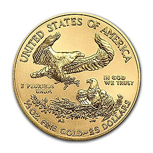 1986 - Present (Random Year) 1/2 oz American Gold Eagle Brilliant Uncirculated (BU -Type 1 or 2) with Certificate of Authenticity $25 Mint State