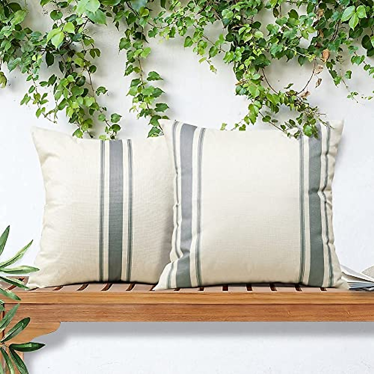 OTOSTAR Set of 2 Outdoor Pillow Covers 18x18 Inch Waterproof Decorative Throw Pillow Covers Geometry Pillowcases Square Cushion Case Garden Pillows Shell for Couch Patio Furniture Tent Balcony (Grey)