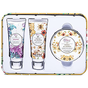 Hand Cream Gift Set - Lotion Sets for Women Gift, Hand Care Set with Shea Butter, Travel Size Hand Lotion Set for Women, Includes 2 Hand Cream & Exfoliating Cream, Gift Box for Women Birthday Christmas