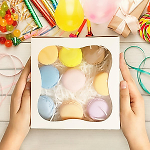 HRUNDKING 30PCS Cupcake Boxes7×7×2.5Inch,Gift Box,Cake Boxes,Cookie Boxes with Window,Bakery Boxes,Biscuit Box,Macaron Boxes,Mini Bundt Cake Containers,Food Packaging Treat Boxes