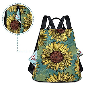 Fustylead Hand Drawn Sunflowers Women Fashion Backpack Purse Travel Ladies College Shoulder Bags