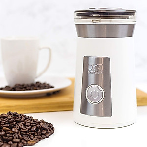 Kalorik Modern Multifunctional Coffee & Spice Grinder, White and Stainless Steel