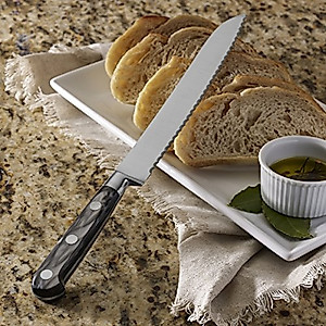 Sabatier - 5137482 Sabatier Triple Rivet Stainless Steel Serrated Bread Knife with Mother of Pearl Inspired Handle, 8-Inch, Silver Gray