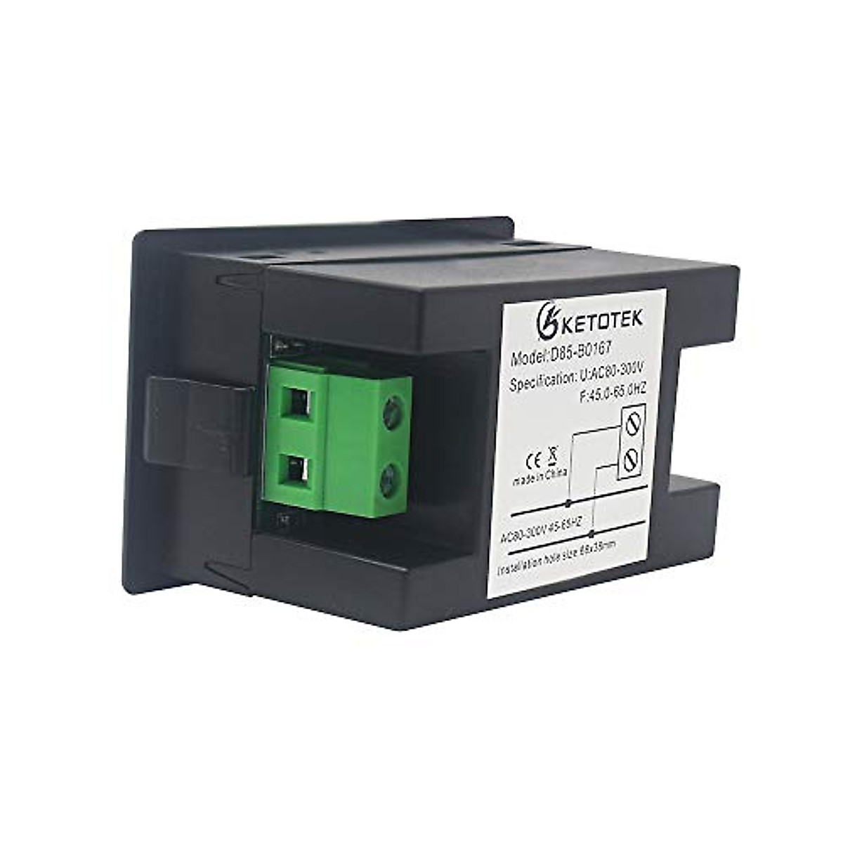 KETOTEK Digital AC Voltmeter Panel Mounting Meter AC80-300V Frequency Counter 45.0-65.0 HZ LED Display Voltage Volt Frequency Meter Tester Gauge