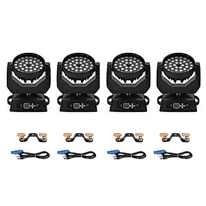 Areyourshop 4PCS 360W Moving Head Light, Stage Lights 36 x 10W RGBW 4in1 LED Zoom Moving Head 360W Wash Stage Light DMX 15CH for Party Stage