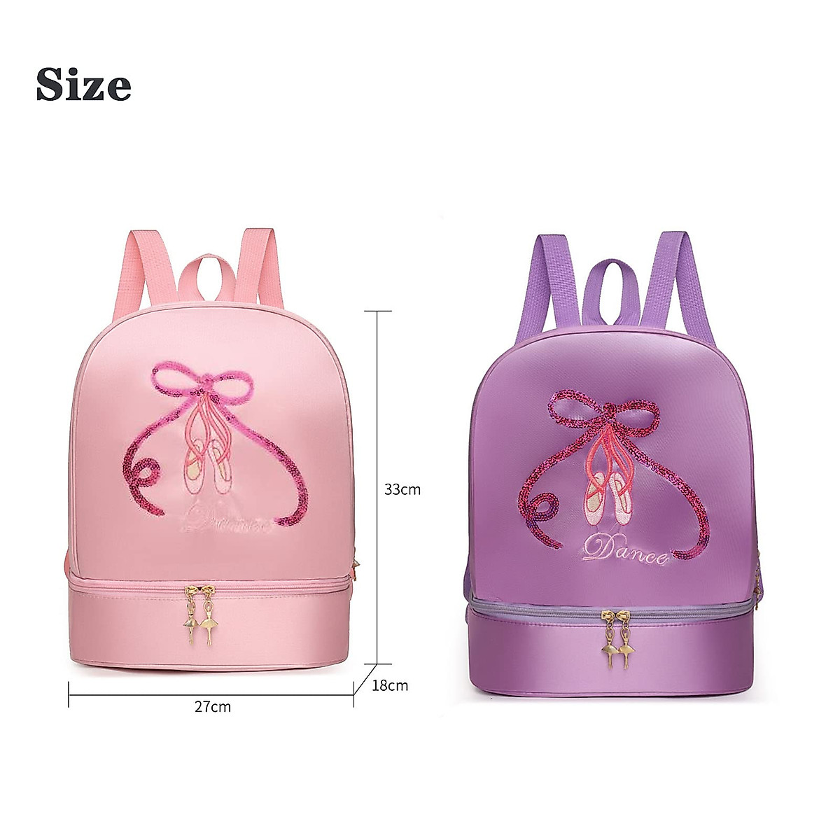 Yitengteng Ballet Dance Backpack with Separate Shoe Compartment,Little Girls Ballerina Bag Embroidery Dance Toddler Bag for Gymnastics Latin Dance Yoga Tap Dance Jazz Storage Bag