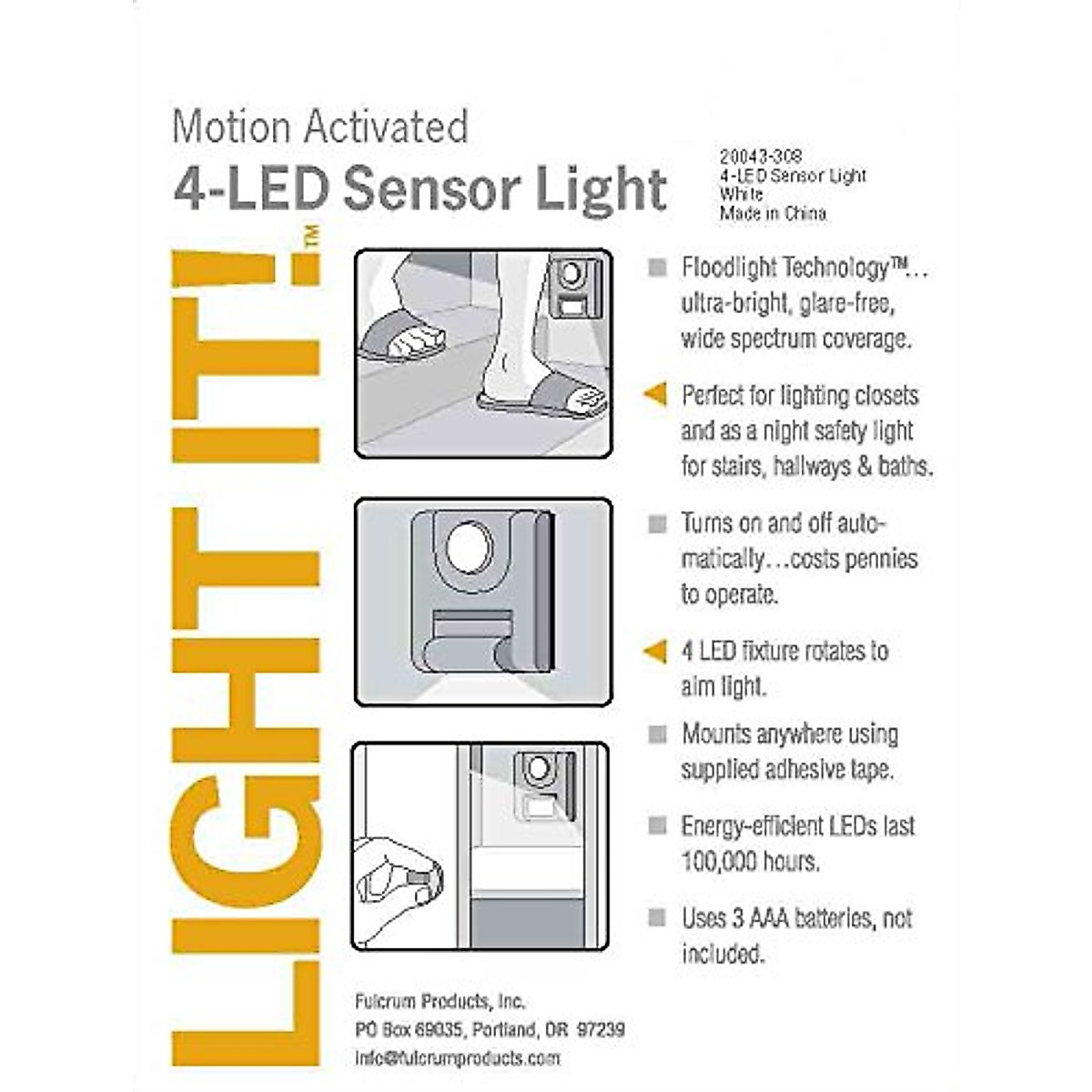 LIGHT IT! by Fulcrum, 20043-308 COB Sensor Light, White, Single Pack