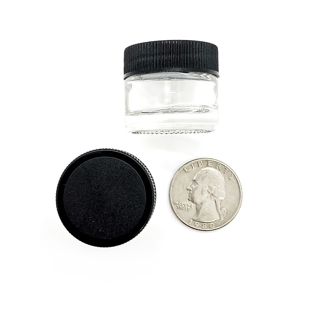 Skunkworx Packaging 7cc (2 Dram) Glass Concentrate Jars with Black Lids (12 Count)