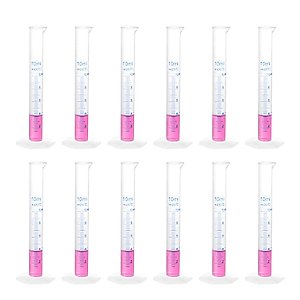 uxcell Plastic Graduated Cylinder, 10ml Measuring Cylinder, Science Test Tube Beakers, 2-Sided Metric Marking, Clear Hex Base for Lab Home 12Pcs