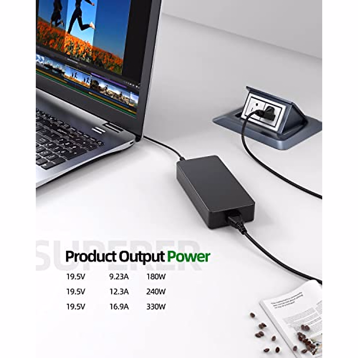 330W AC Charger Fit for Dell-Alienware X17 R1 R2 M17 R3 R4 Area-51m P45E P48E P38E Laptop Adapter Power Supply Cord