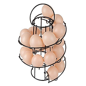 Egg Skelter Deluxe Modern Spiraling Dispenser Rack - Freestanding Wire Chicken Egg Storage Organizer Display Holder Basket for Countertop Kitchen,Black