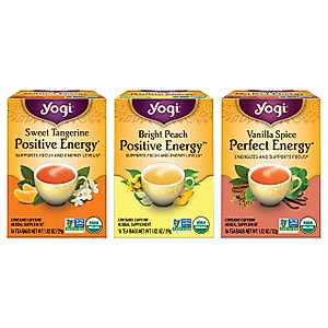 Yogi Tea - Energy Tea Variety Pack Sampler (3 Pack) - Sweet Tangerine Positive Energy, Raspberry Passion Perfect Energy, and Vanilla Spice Perfect Energy - Contains Caffeine - 48 Tea Bags