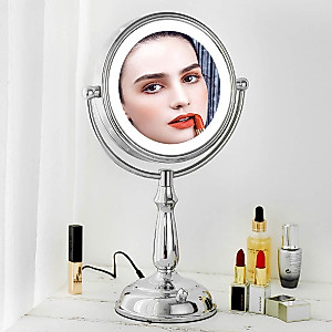 Professional 8" Lighted Makeup Mirror, 10X Magnifying Vanity Mirror with 26 Medical LED Lights,Double Sided Dimmable Cosmetic Mirror,Brightness Adjustable Desk Lamp Alternative,Gift for Mother's Day