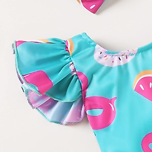 Toddler Baby Girl Flamingo Swimsuit Newborn Girls One Piece Ruffle Bathing Suit with Headband Summer Bikini Swimwear for Infant Girl(Flamingo,6-12 Months)