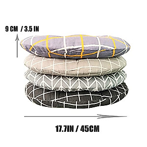 Aomine Round Floor Cushions Outdoor Seat Cushions Floor Pillow Pad for Patio Chairs Garden Balcony Yoga Living Room Sofa Office Diameter 18" (Gray Plaid)