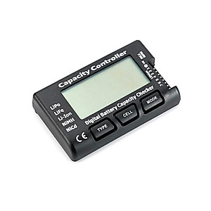 QWORK RC Cellmeter Controller Tester Voltage Tester, 7 Digital Battery Capacity Checker Compatible with LiPo Life Li-ion NiMH Nicd Battery