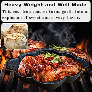 BOLVOUD Pre-Seasoned Cast Iron Dutch Oven Pot – Perfect Garlic Roaster and Potato Baker for Kitchen Oven or Outdoor BBQ Grill – A Must-Have Cast-Iron Ramekin Pot with Lid