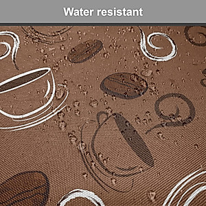 Lunarable Coffee Chair Seating Cushion Set of 2, Cup of Espresso Silhouettes with Beans Caffeine Source Gourmet Drinks Illustration, Anti-Slip Seat Padding for Kitchen & Patio, 16"x16", Brown White