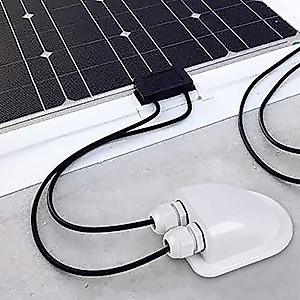 LGOUW Solar Double Cable Entry Gland Box, RV roof Waterproof ABS Solar Entry housing for RVs, Boats, Yacht, Roofs - White