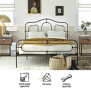 Mr. Kate Primrose Metal Bed with Secured Slats, Headboard and Footboard, Queen Size Frame, Black