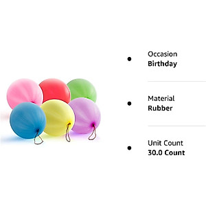 PARTy FLAGs 30Pcs Punch Balloons Punch Balloons Party Favors for KidsI Punching Balloons for Kids Birthday Decorations Party Balloons Kids Heavy Duty Punching Balloons with Rubber Bands For Decoration