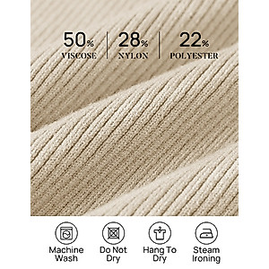 ZESICA Women's Turtleneck Long Sleeve Shirts Spring Basic Tops Slim Fitted Ribbed Knit Sweater,Apricot,Medium