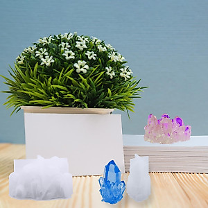 4 PCS Quartz Crystal Resin Molds, AFUNTA Crystal Cluster Silicone Molds Gravel Epoxy Casting Molds for Jewelry Making, Craft, Keychain
