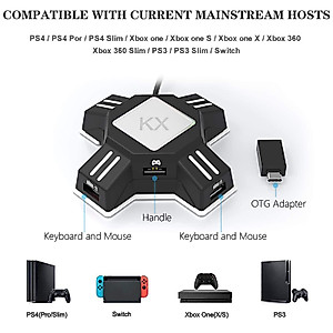 Gamepad Converter, Game Console Mouse and Keyboard Converter for PS4/PS4 Pro/PS4 Slim/XBOXOne/XBOXOne S/XBOXOne X/PS3/PS3 Slim/Switch