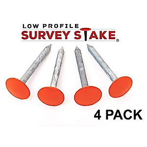 Survey Marker - 4 Pack - Low Profile Survey Stakes (Hi-Vis Orange)